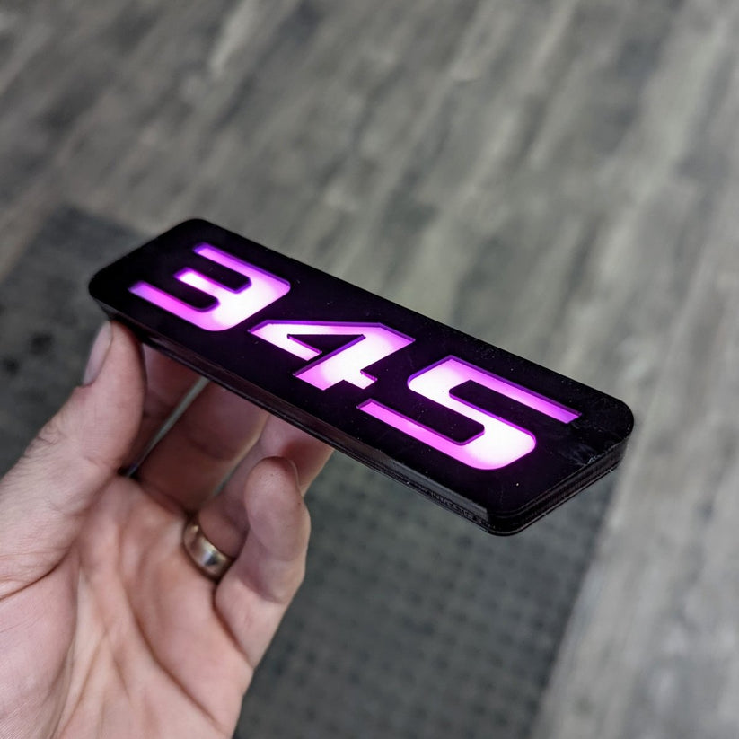 345® LED Illuminated Badge - White or RGB - Grille or Body Mount - Off – Atomic Car Concepts