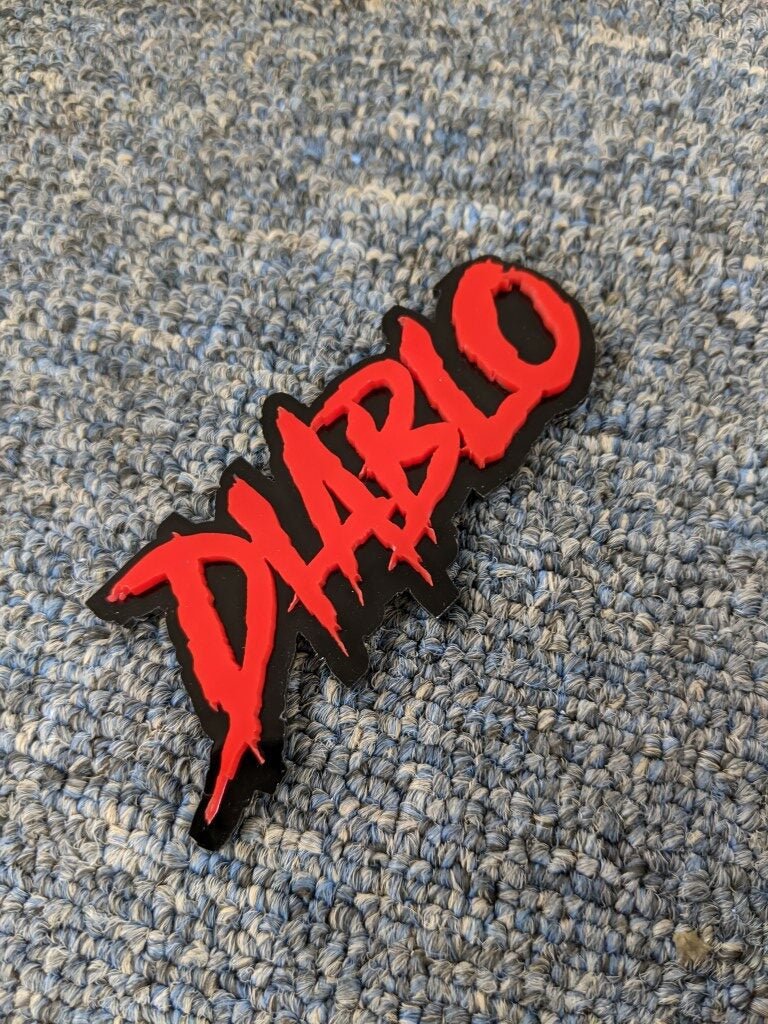 Diablo Car Badge - Red On Gloss Black - Aggressive Font – Atomic Car ...