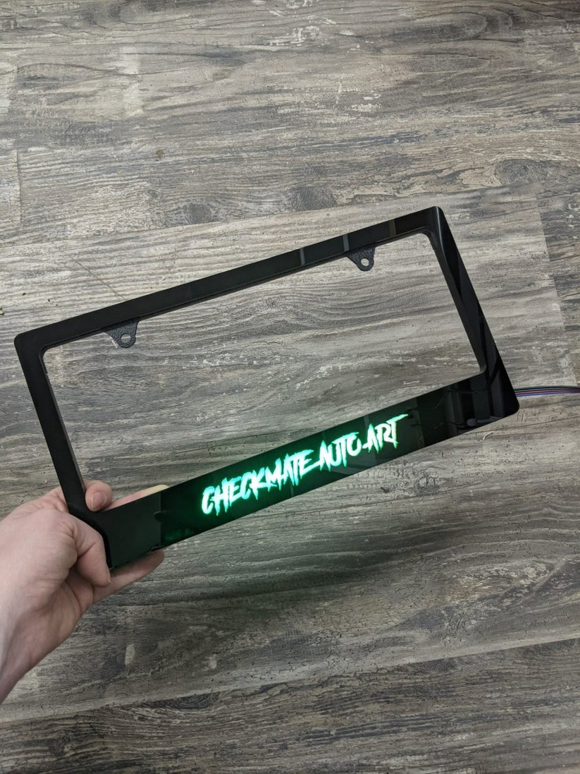 LED License Plate Border Frame - Aggressive Font – Atomic Car Concepts