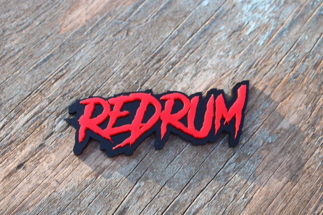 Redrum Car Badge - Red On Matte Black - Aggressive Font – Atomic Car ...