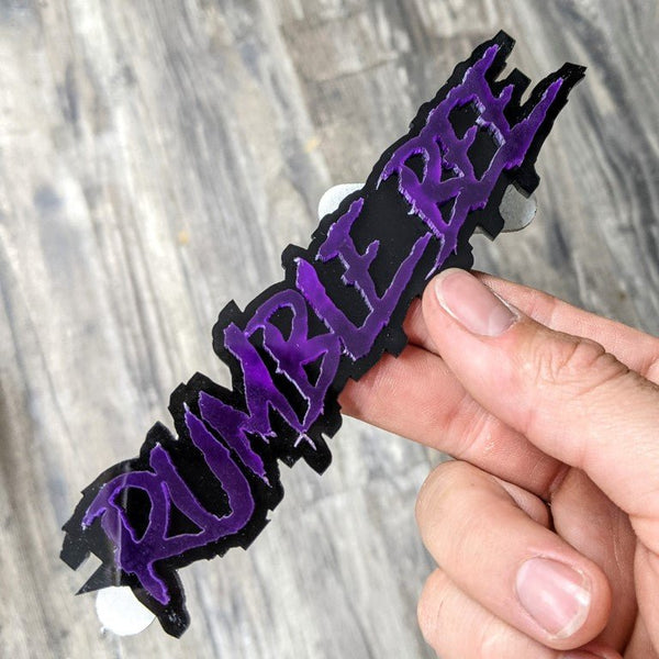 Rumble Bee Car Badge - Purple on Gloss Black - Aggressive Font – Atomic ...